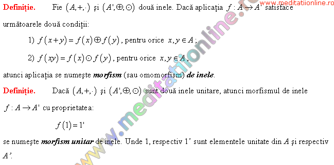 Formule Matematica Inele si corpuri Morfisme si izomorfisme de inele si ...